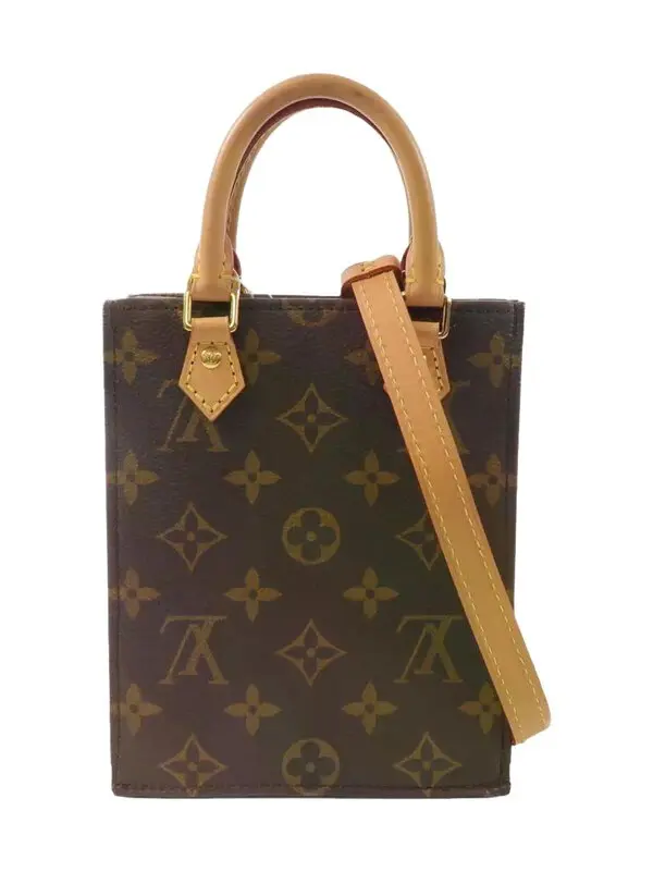 LOUIS VUITTON Petit Sac Plat Monogram Tote Bag - Brown