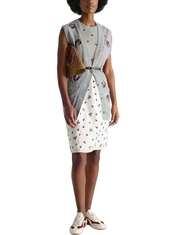 Dorothee Schumacher Floral Embroidered Sleeveless Cardigan - Grey