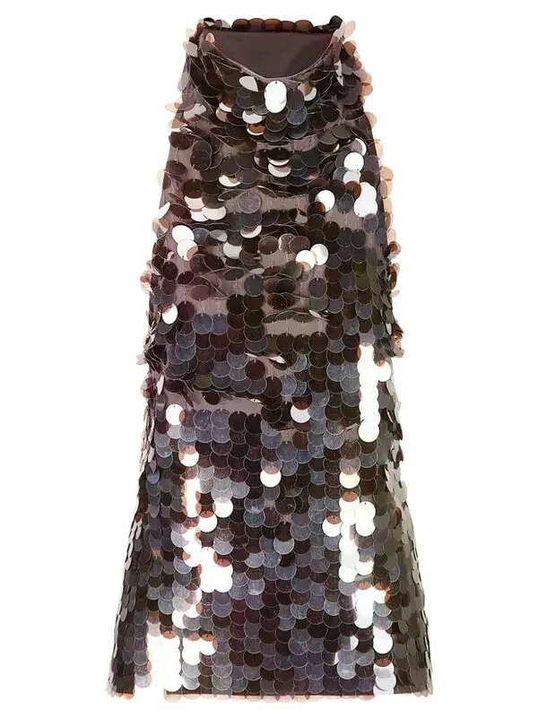 P.a.r.o.s.h Embellished High Neck Sleeveless Top - Brown
