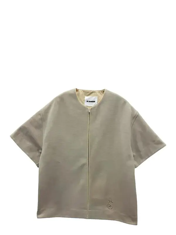 JIL SANDER Zip-up Logo-embroidered T-shirt - Neutrals