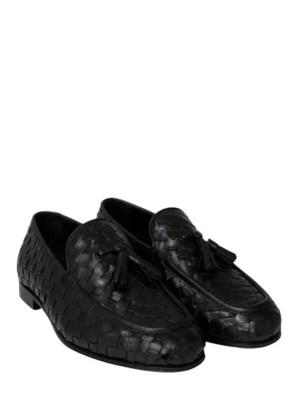 FRANZESE COLLECTION Woven Tassel Loafers - Black