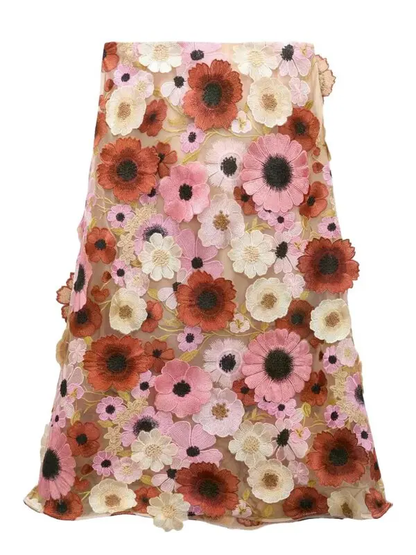 Dorothee Schumacher Blooming Meadow Embroidered Midi Skirt - Neutrals