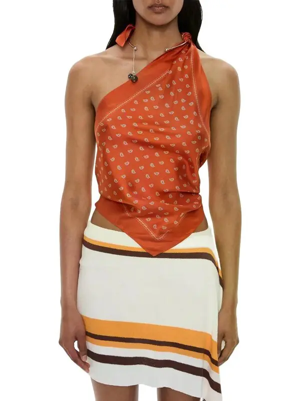 Christopher Esber Paisley Print Halter Top - Neutrals