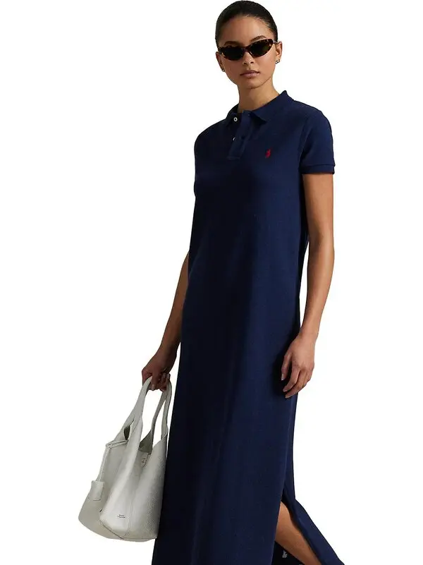 Ralph Lauren Cotton Mesh Polo Maxi Dress - Newport Navy