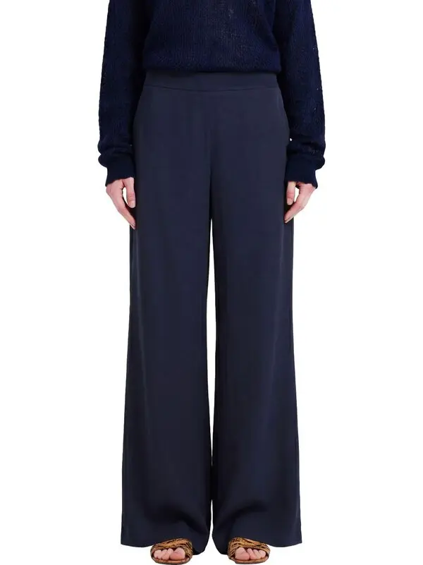 Momoni High-waisted Silk Blend Palazzo Trousers - Blue