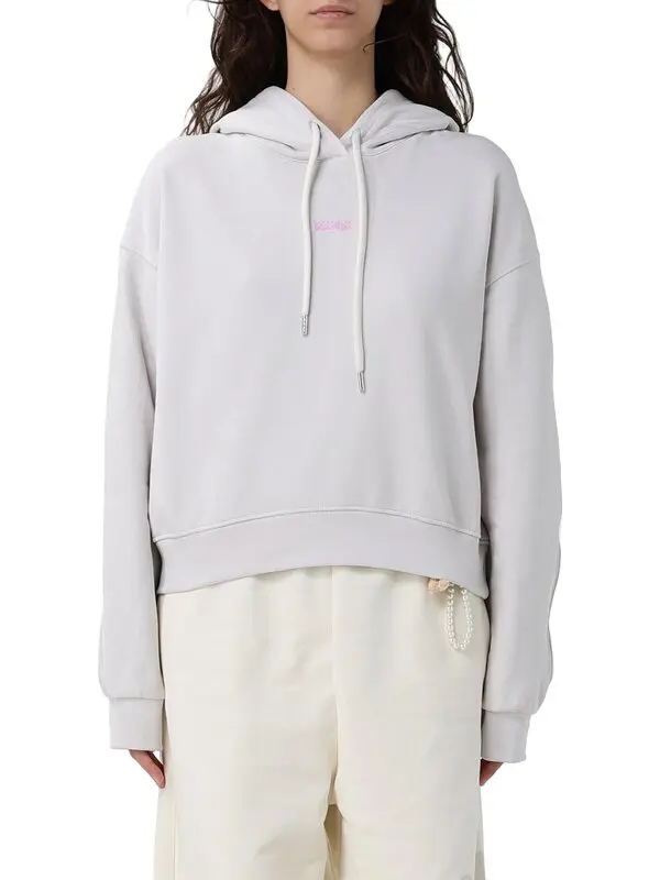 DISCLAIMER Relaxed Fit Cotton Hoodie With Printed Logo - Grey