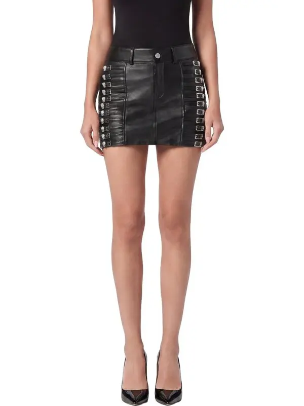 Philipp Plein High-waisted Slim-fit Leather Pencil Miniskirt - Black