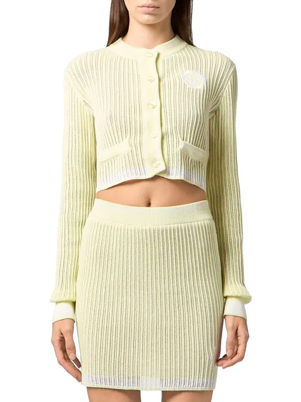 Philipp Plein Textured Cropped Cardigan - Yellow