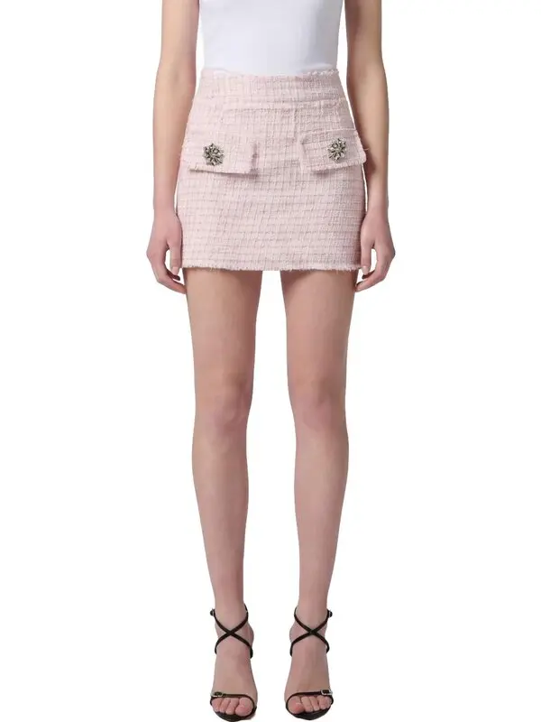 Philipp Plein High-waisted Jewel Button Tweed Mini Skirt - Fuchsia