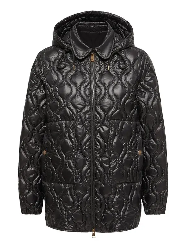 Moncler Balette Geometric Quilted Mid-length Down Jacket - Black