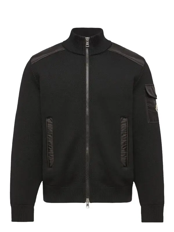 Moncler Padded Wool Zip-up Cardigan - Black
