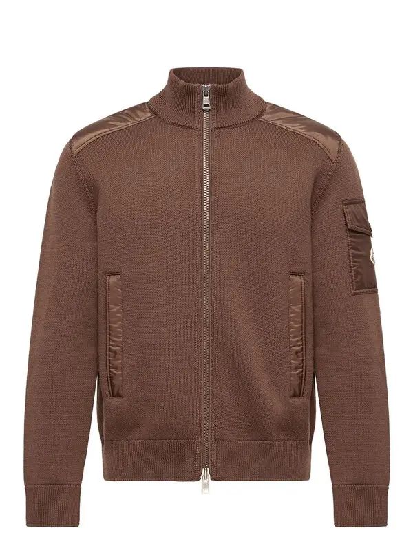 Moncler Padded Wool Zip-up Cardigan - Brown
