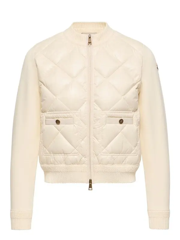 Moncler Cotton Padded Cardigan With Down-filled Front - White