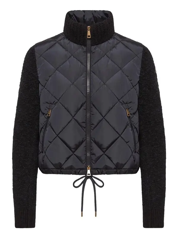 Moncler Cotton Blend Padded Zip-up Cardigan - Blue