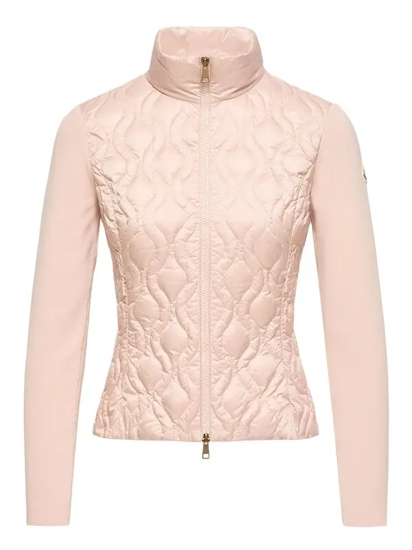 Moncler Cotton Padded Zip-up Cardigan - Pink