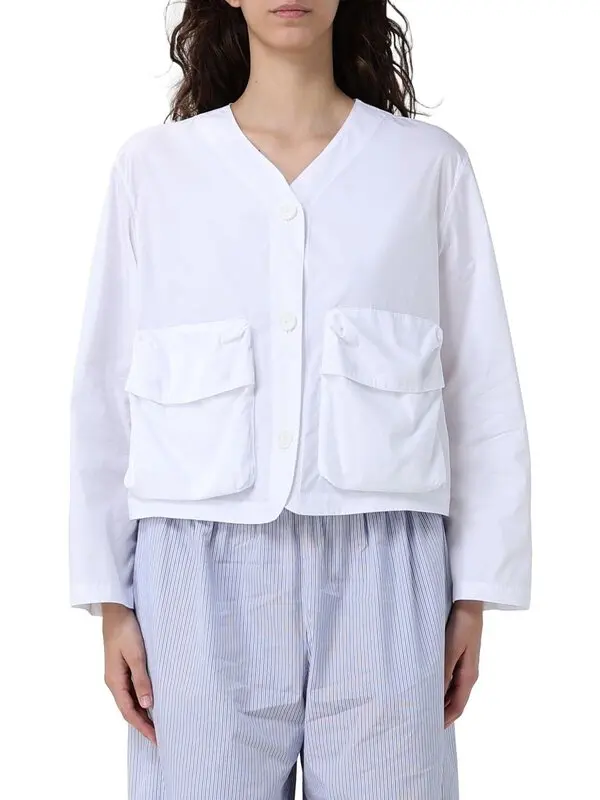 Aspesi Cropped Jacket With Button Detail - White