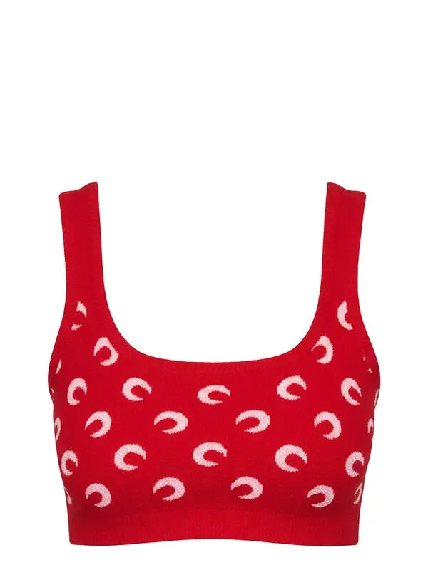 MARINE SERRE Moon Jacquard Bouclette Bra /pink - Red