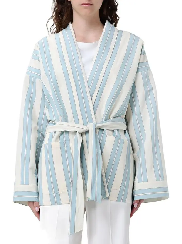 FORTE_FORTE Striped Robe Jacket - Gnawed Blue