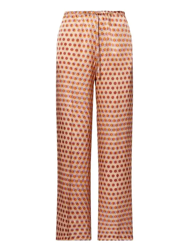 Dries Van Noten Optical Polka Dot Print Wide Leg Pants - Red