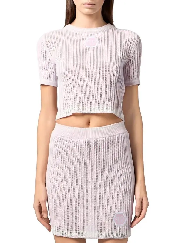 Philipp Plein Short Sleeve Knit Top - Fuchsia