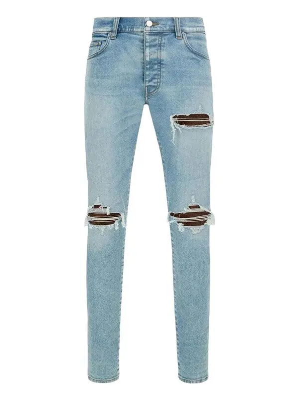 Amiri Croc Leather Mx1 Jean - Blue