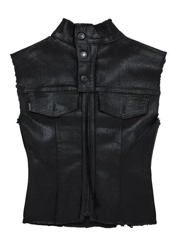 Ottolinger Glazed Denim Zip Top - Black