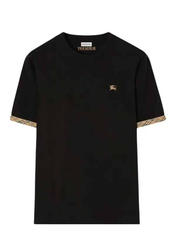 Burberry Ryan" Check Trim T-shirt - Black