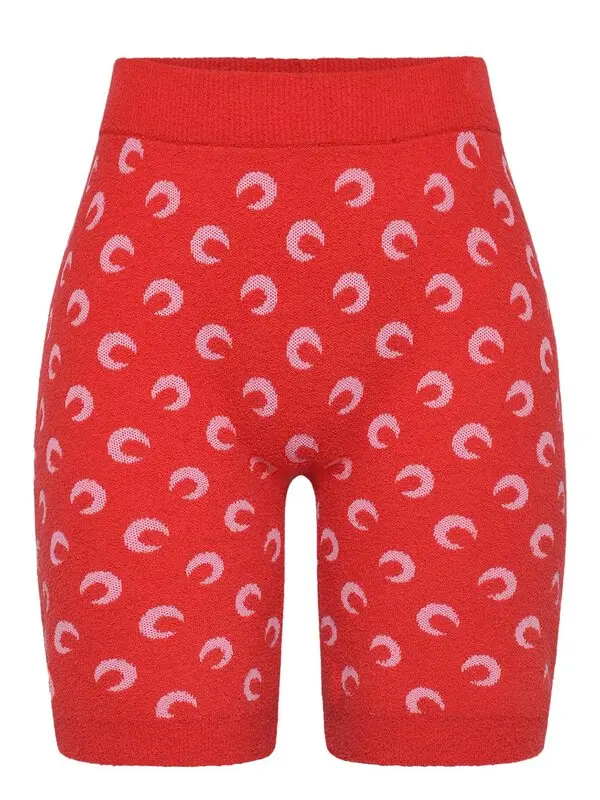 MARINE SERRE Moon Print Bouclette Shorts - Red