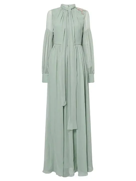 Erdem Embellished Silk Maxi Gown - Eau De Nil