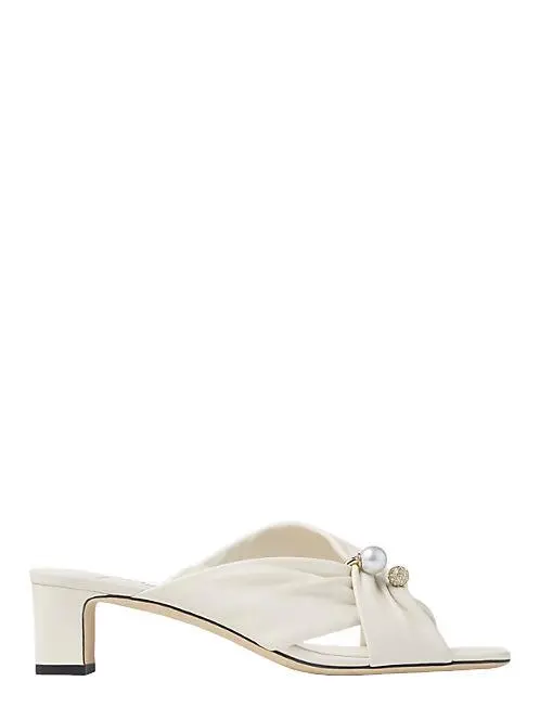 JIMMY CHOO Rafi 45 Soft Leather Mules - Latte