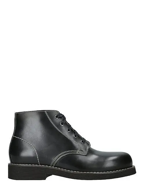 LEMAIRE Stitch Leather Derby Boots - Black