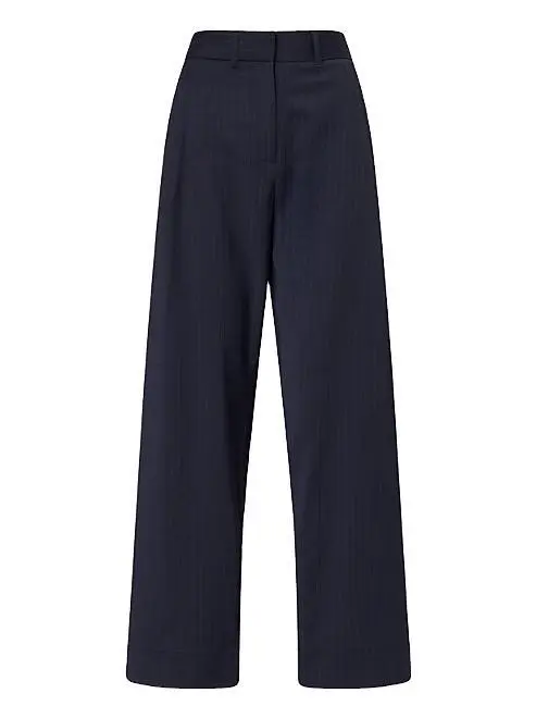ME+EM Clever Pinstripe Wool-blend Trousers - Navy