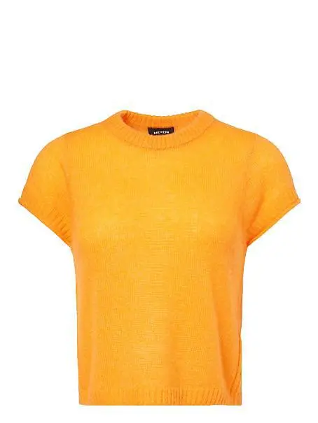 ME+EM Straight-fit Knitted T-shirt - Sunny Orange