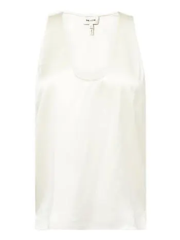 ME+EM Scoop Neck Silk-satin Sleeveless Top - Light Cream