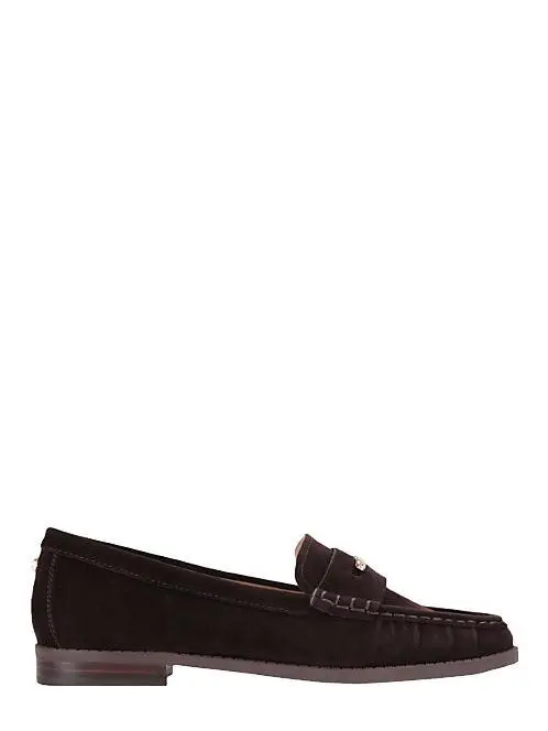 Carvela Avanti Suede Loafers With Branded Hardware - Dark Brown