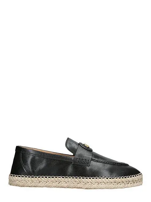 Valentino Garavani Palm Avenue Leather Espadrille Loafers - Black