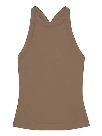 REISS Lolana Rib Racerback Cotton-jersey Vest Top - Taupe Neutral