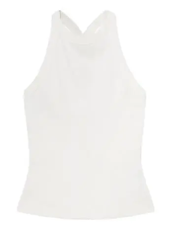 REISS Lolana Rib Racerback Cotton-jersey Vest Top - White