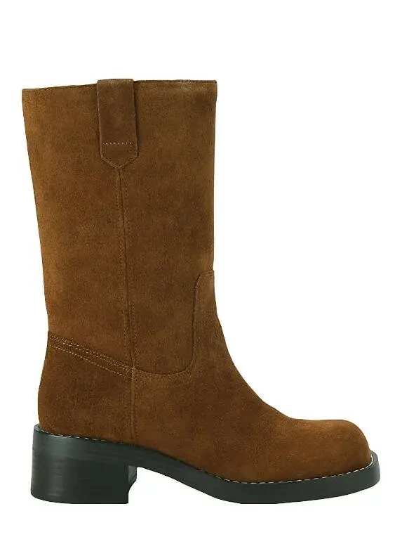 Kurt Geiger Suede Pull-on Block Heel Boots - Tan