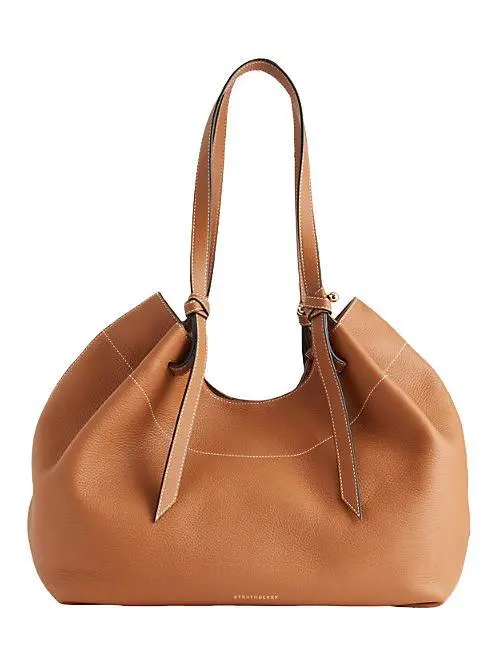 Strathberry Barra Grained Leather Tote Bag - Tan