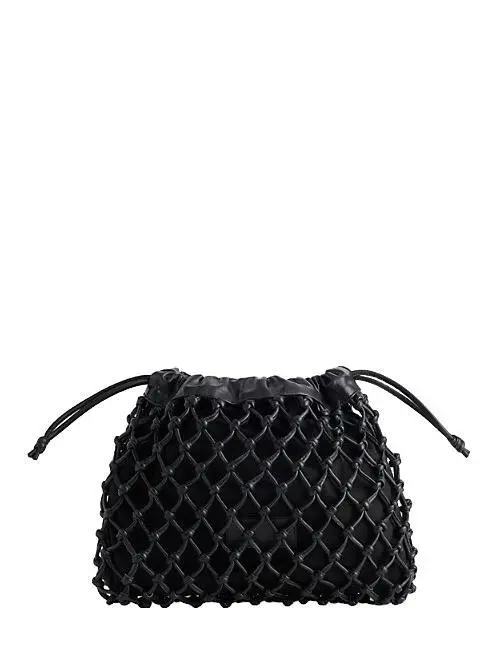 THE FRANKIE SHOP Leather Macrame Pouch - Black