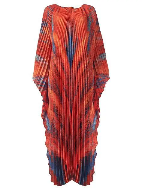 LEEM Printed Pleated Kaftan - Multi-coloured