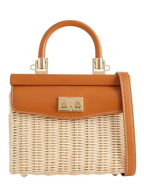 Rodo Small Wicker Top-handle Bag - Wicket + Tan