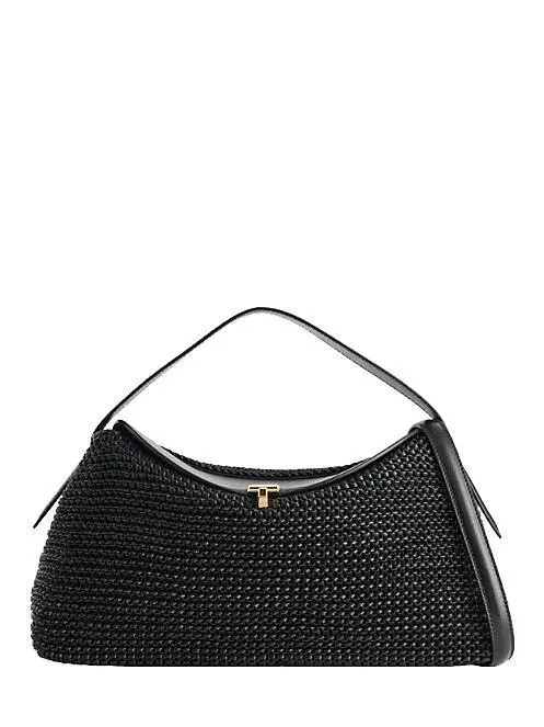 TOTEME T-lock Woven Leather Handbag - Black