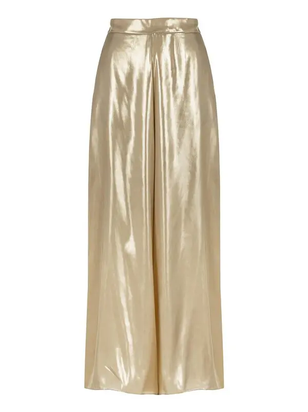 VAZAF Metallic High-waisted Wide Leg Trousers - Gold