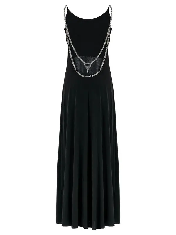 VAZAF Backless Maxi Dress With Metallic Chain Embellishments - Black