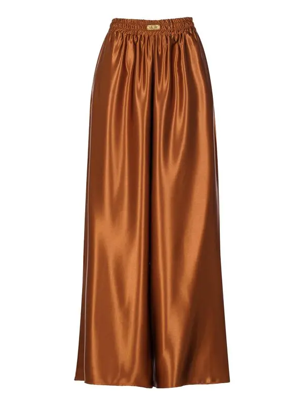 VAZAF Full Moon Satin Wide Leg Trousers - Brown