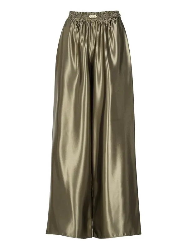 VAZAF Wide Leg Satin Trousers - Green