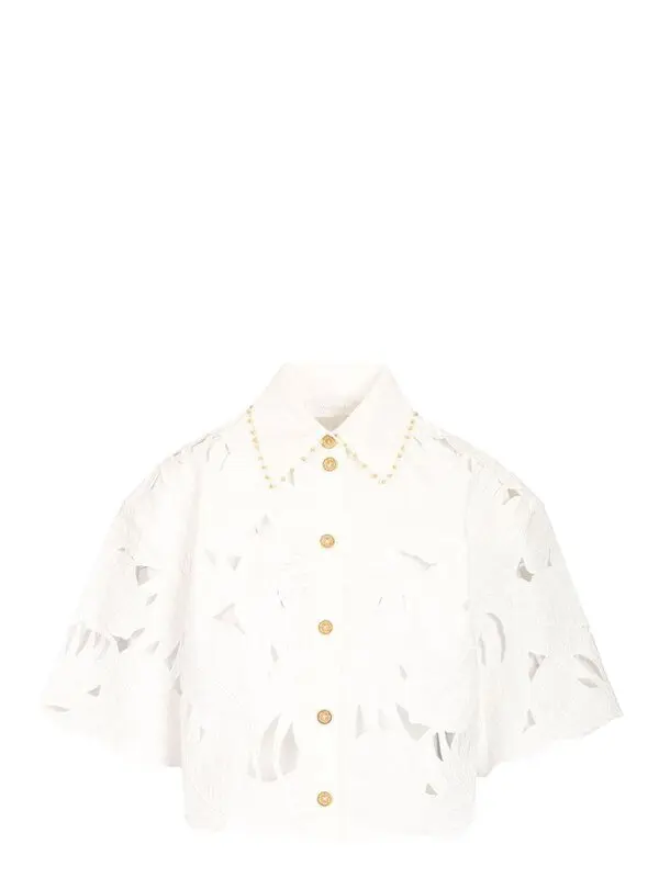 Zimmermann Mahon Cropped Cotton Shirt - White