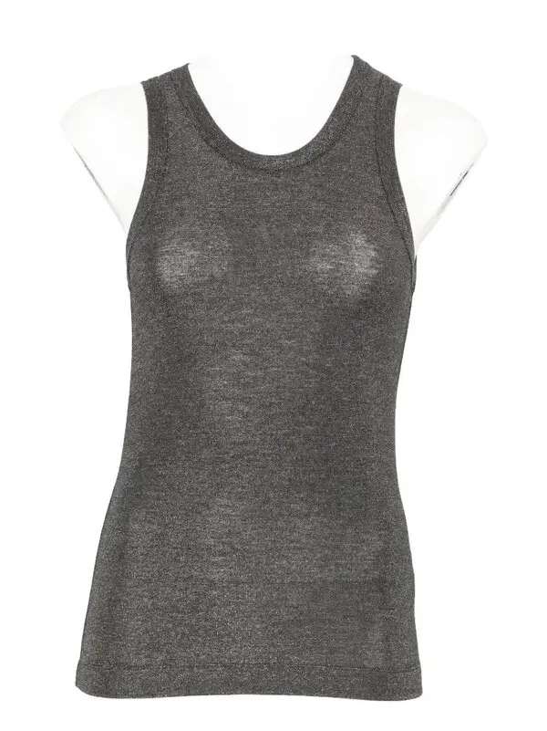 Brunello Cucinelli Sleeveless Ribbed Metallic Tank Top - Grey
